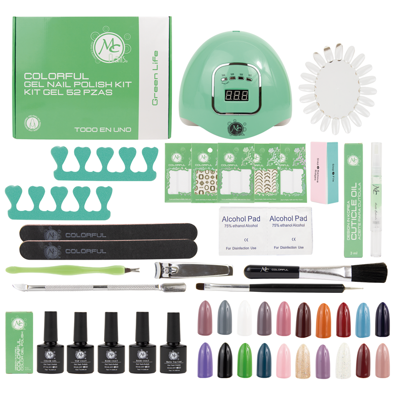 Colorful kit gel nail emerald green life 52pz – MC NAILS